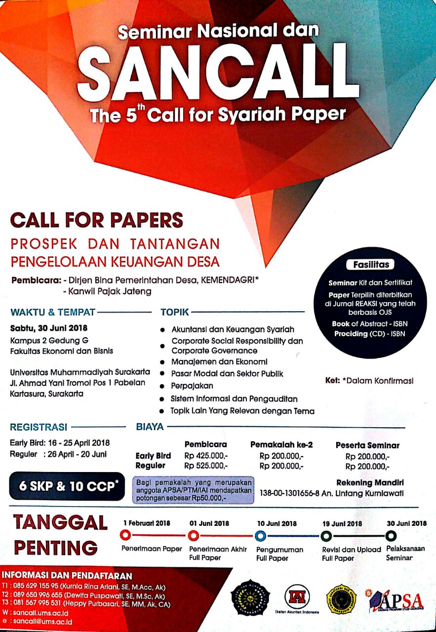 Seminar Nasional dan Call for Paper – Akuntansi FEB UMS