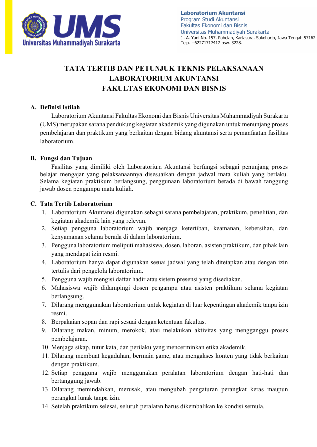 Tata Tertib Laboratorium Akuntansi FEB UMS – Akuntansi FEB UMS